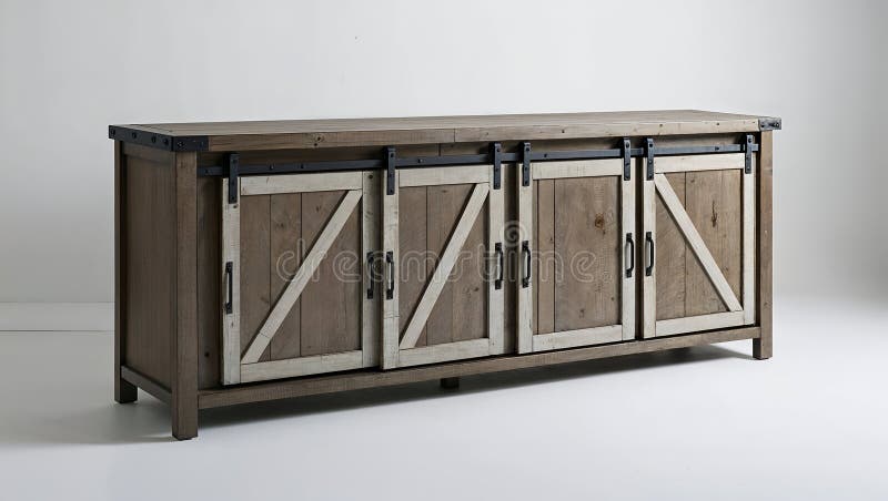Rustic Wooden Sideboard with Sliding Doors Perfect for Home Decor and Storage Solutions Stock ...
