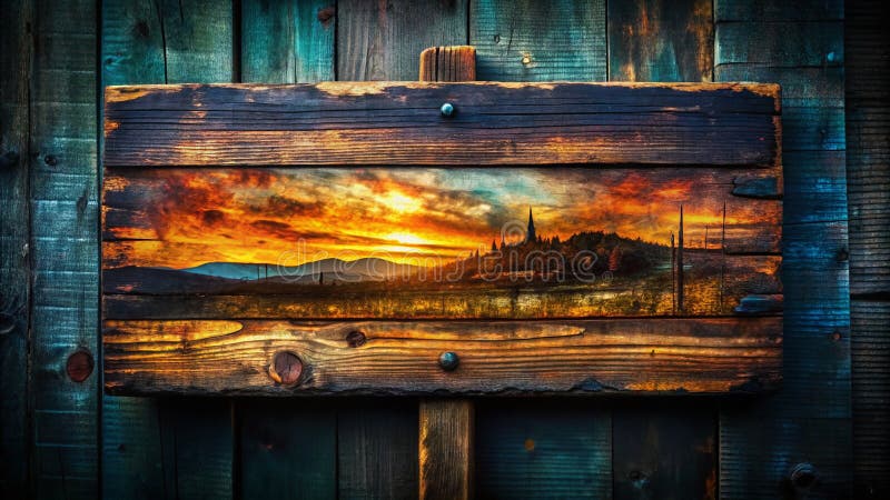 Rustic Wooden Sign Double Exposure Against a Bold Black Background a ...