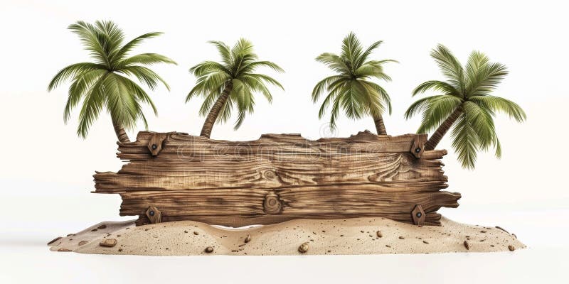 Rustic Wooden Sign with Palm Trees with Copy-space for Summer Decor and ...