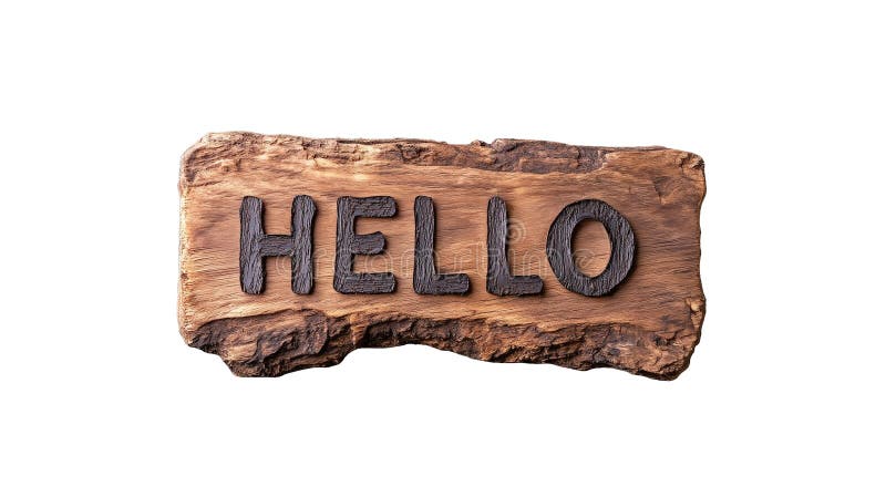 Rustic Wooden Sign Saying Hello on Transparent Background for Versatile ...