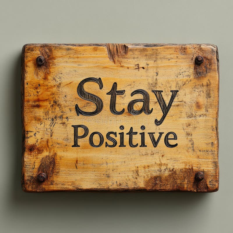 Rustic Wooden Sign Stay Positive Text Stock Photos - Free & Royalty ...