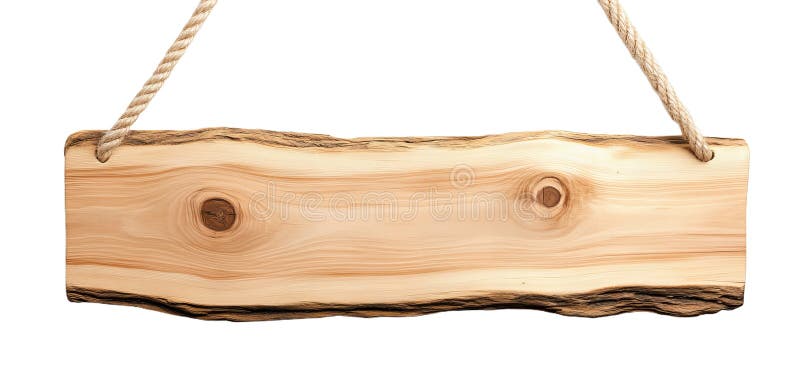 Rustic Wooden Signboard with Natural Rope Hanger on White Background ...
