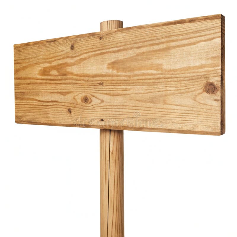 Wooden Signboard Isolated on White Background Stock Illustration ...