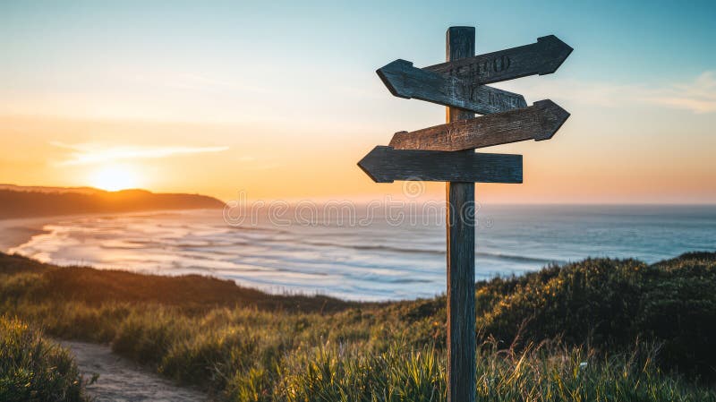 Rustic Wooden Signpost with Multiple Arrows Points Towards Different ...