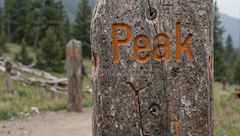 Rustic Wooden Signpost with Peak in Bold Burnt Orange Letters Stock ...
