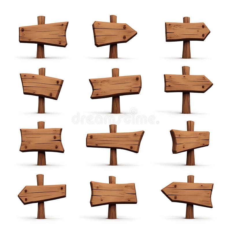 Rustic Wooden Signs 12 Blank Arrows Boards 3D Stock Illustration ...