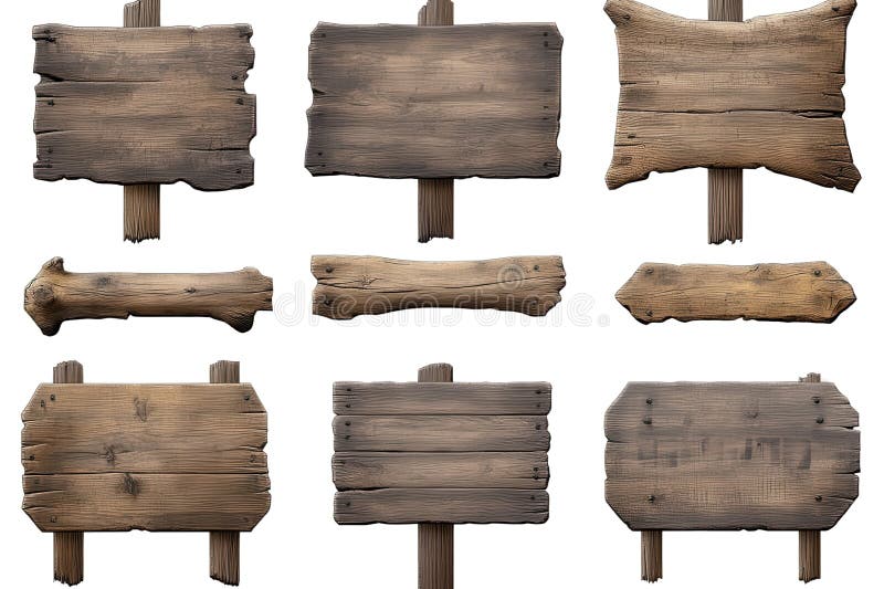 Rustic Wooden Signs Collection - Isolated on White Stock Illustration ...