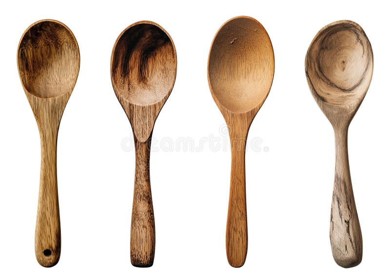 Rustic Wooden Spoon with Visible Grain on White Background Stock Image ...