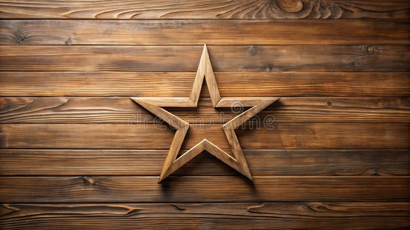 Rustic Wooden Star on Brown Wood Grain Background. Generative AI Stock ...