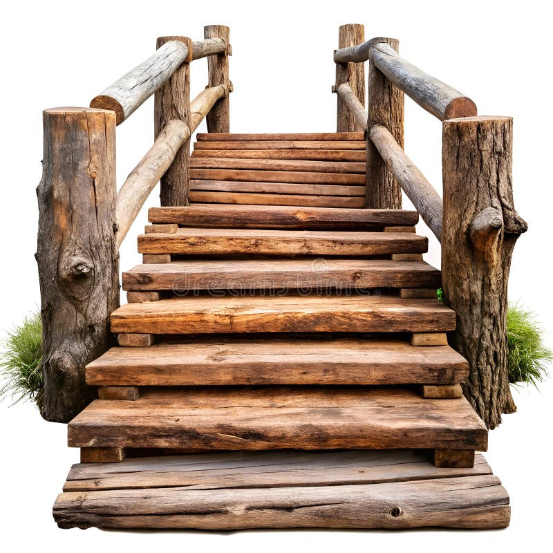 Rustic Wooden Steps Old Log Pathway Stock Illustration - Illustration ...