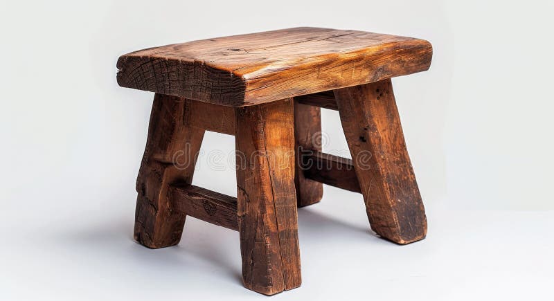 Rustic Wooden Stool with Simple Design Stock Image - Image of corner ...