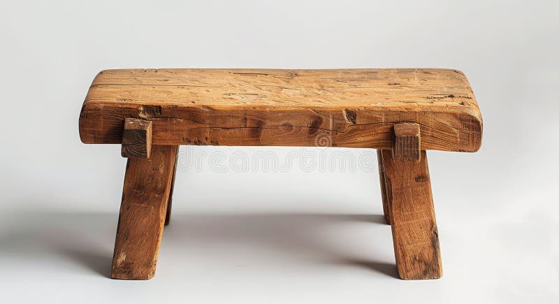 Rustic Wooden Stool with Simple Design Stock Photo - Image of ...