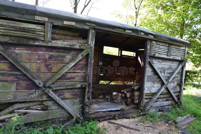 Rustic Wooden Storage Building for Cut Wood Stock Image - Image of ...