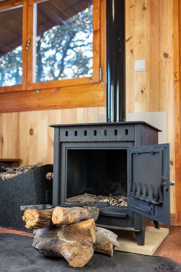 Rustic Wooden Stove with Wood Logs Ready To Be Introduced into the ...