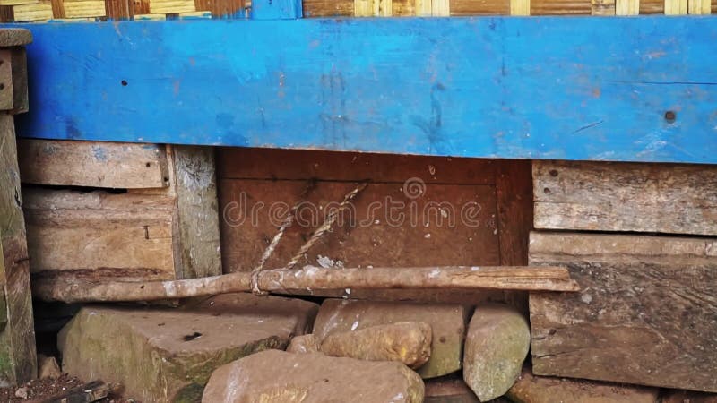 Rustic Wooden Structure with Blue Accents Stock Video - Video of rough ...