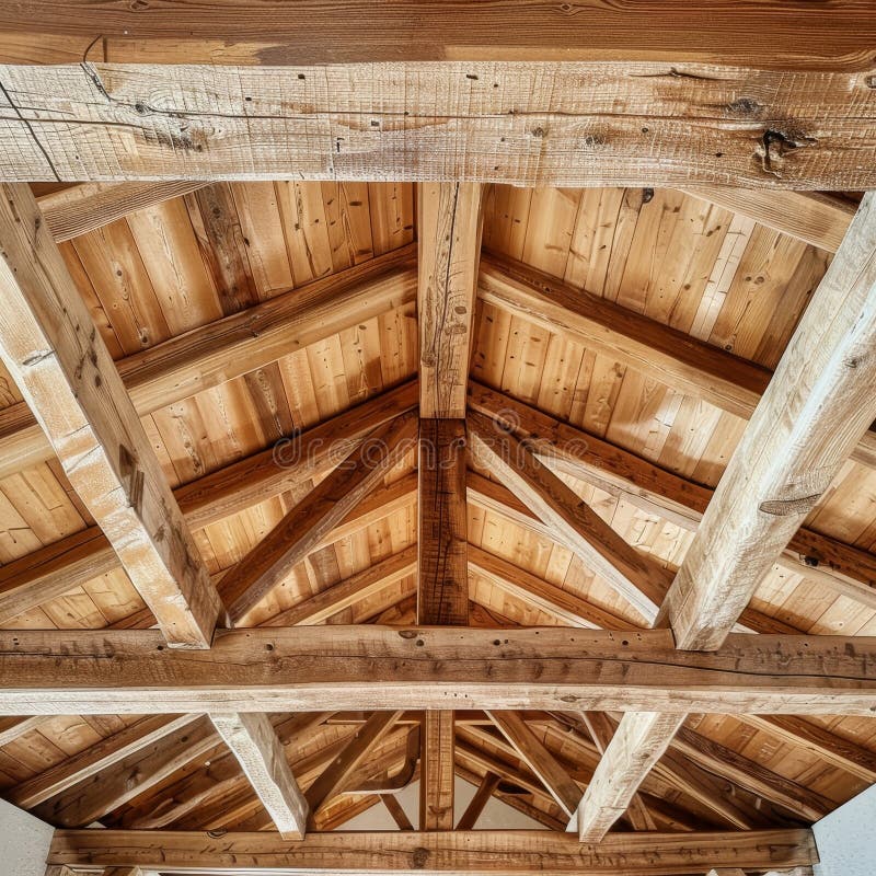 Rustic Wooden Structure Featuring Truss, Support Posts, and Beams for ...