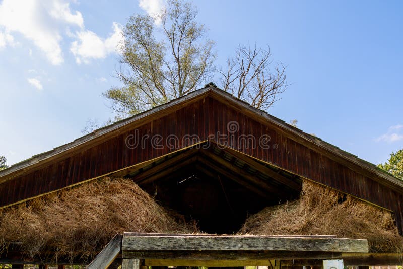 Rustic Wooden Structure for Storing Hay. Attic of the Hayloft Stock ...