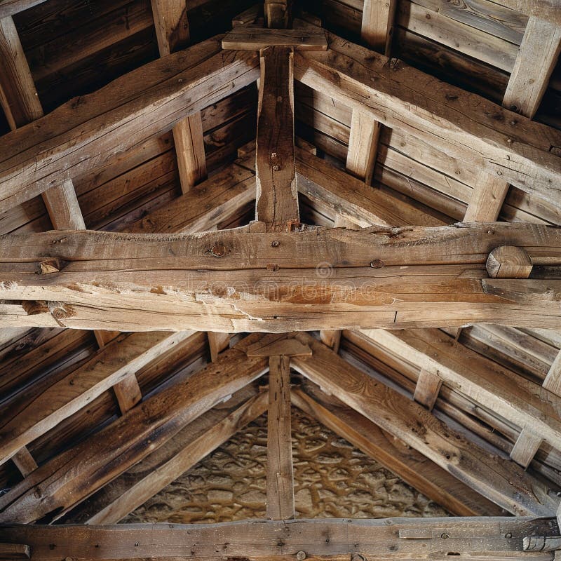 Rustic Wooden Structure with Truss, Posts, and Beams Showcasing ...