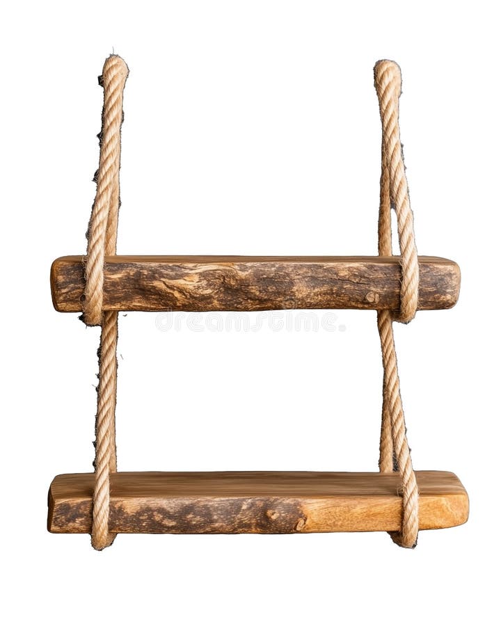 Rustic Wooden Swing with Rope Details on Transparent Background Stock ...