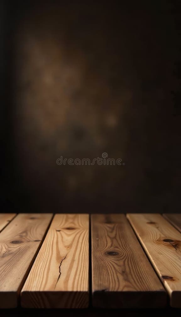 Rustic Wooden Table Against Dark Brown Backdrop, Tabletop, Object ...
