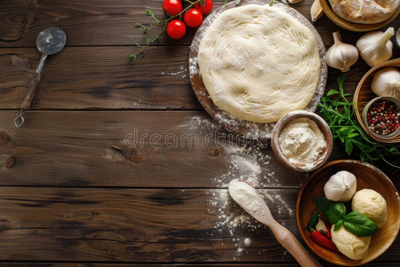 A Rustic Wooden Table with Assorted Food Bowls. Perfect for Food Blogs ...