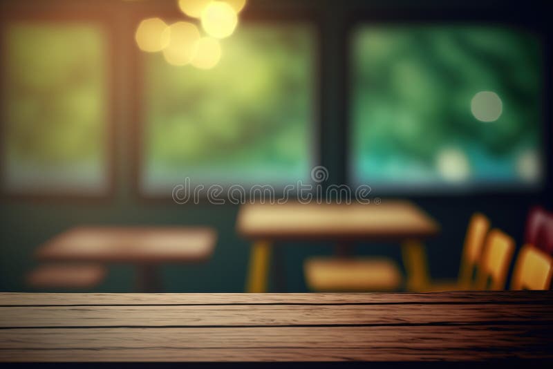 Rustic Wooden Table in Classroom for Displaying Educational Products ...