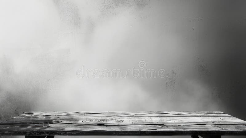Rustic Wooden Table with Empty Space for Text Against a Smoky Gray ...