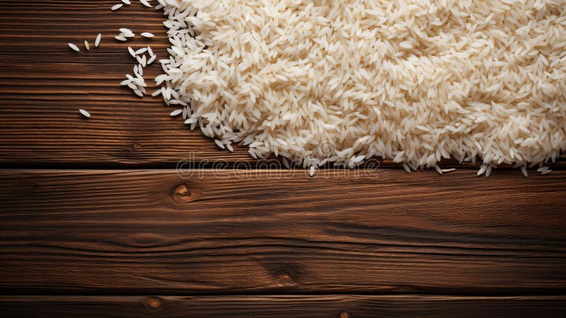 Rustic Wooden Table Featuring Scattered White Rice Pattern Stock ...
