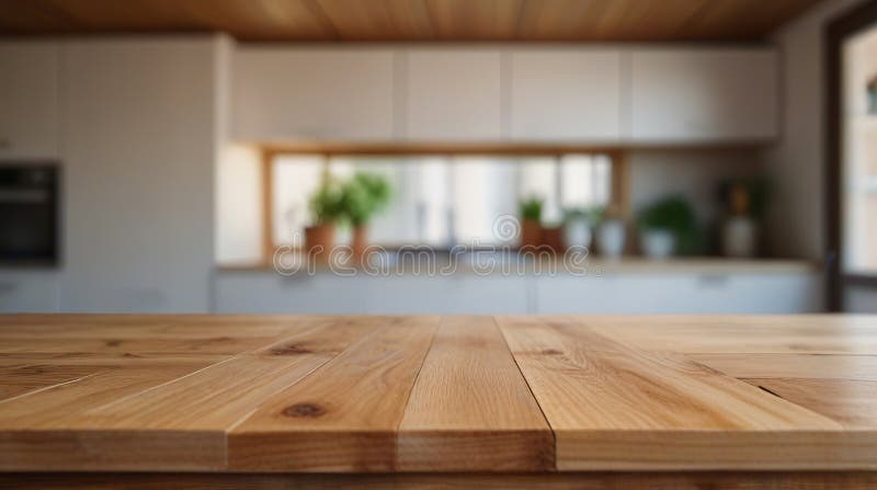 Kitchen Bench Background Blurred for Cozy Home Settings Stock ...