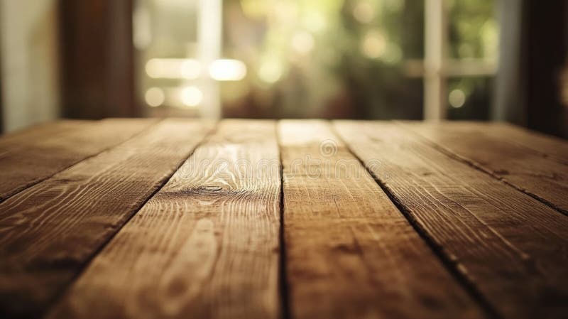 Rustic Wooden Table Surface with Ample Empty Space for Text in a Warm ...