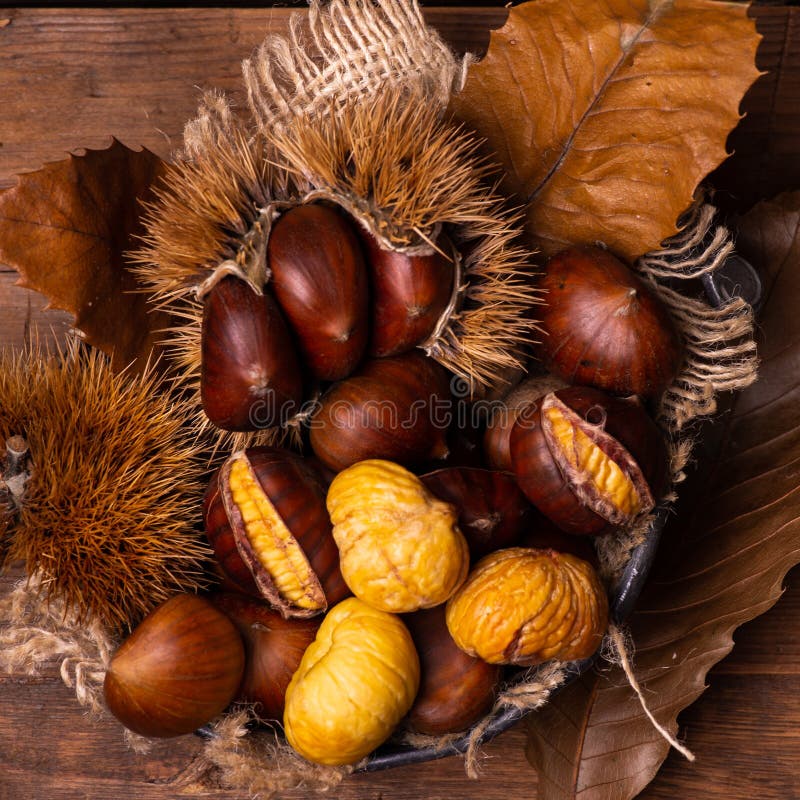 Raw Browns and Roast Chestnuts Stock Image - Image of lifestyles, food ...