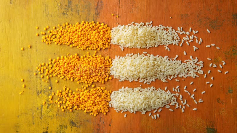 Rustic Wooden Table Setting Rice Corn Stock Photos - Free & Royalty ...