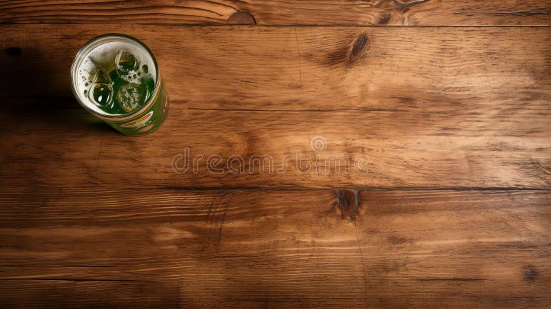 Rustic Wooden Table Setting with Two Glasses of Beer Stock Illustration ...