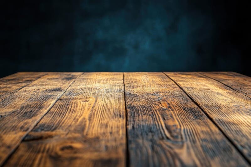 Rustic Wooden Table Surface with Dark Backdrop for Product Mockup ...