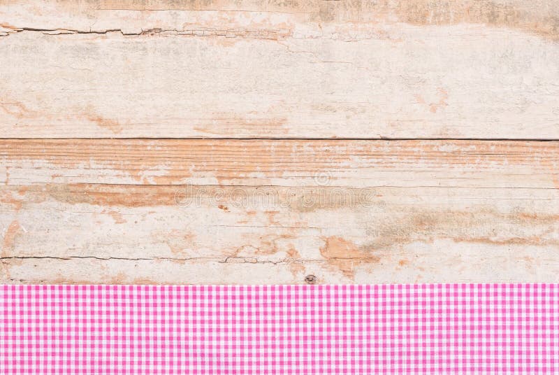 Old Table Texture with Rustic Checked Tablecloth Background Stock Image ...