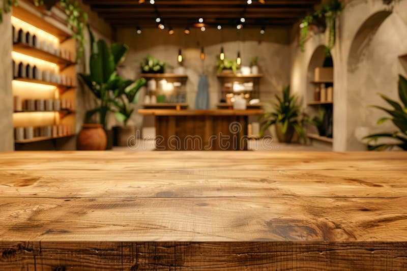 Rustic Wooden Table Top with Blurred Wine Bar Background Cozy Interior ...