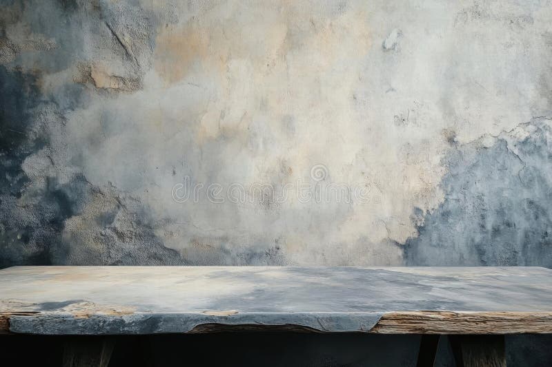 Rustic Wooden Table Top with Concrete Background Stock Image - Image of ...