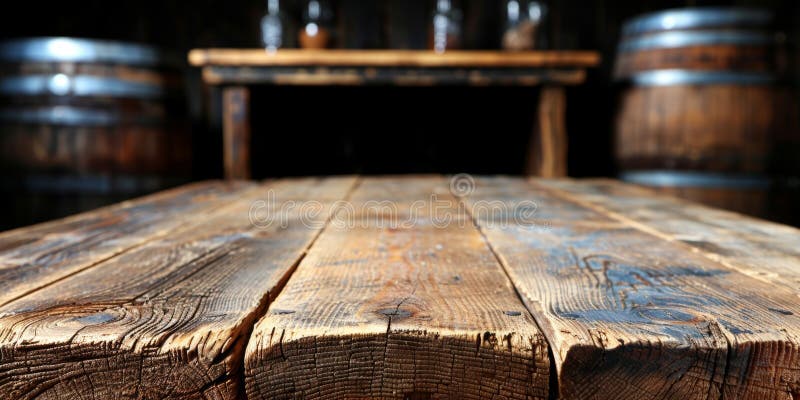 Rustic Wooden Table in Vintage Kitchen Setting for Culinary or Dining ...