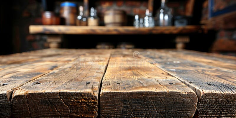 Rustic Wooden Table in Vintage Kitchen Setting for Culinary or Dining ...