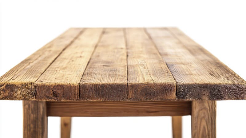 Rustic Light Brown Wooden Table on White Background Stock Illustration ...