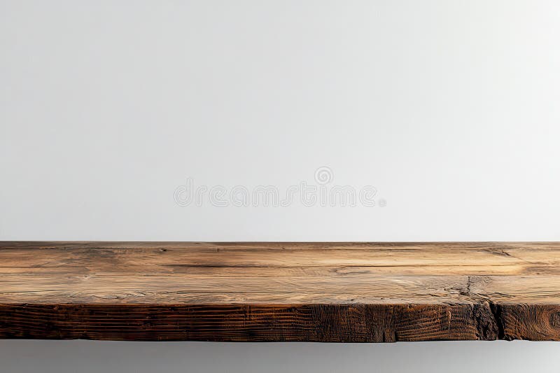 Rustic Wooden Tabletop Against a White Wall Stock Illustration ...