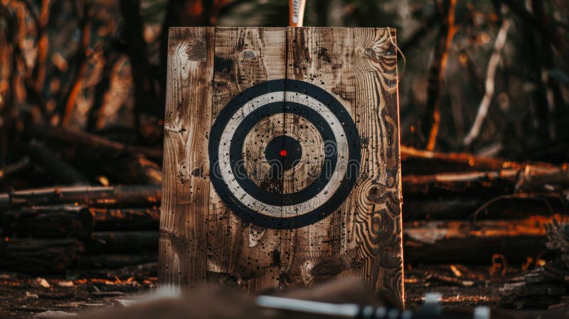 Rustic Wooden Target Board in Outdoor Archery Setting with Arrow Stock ...