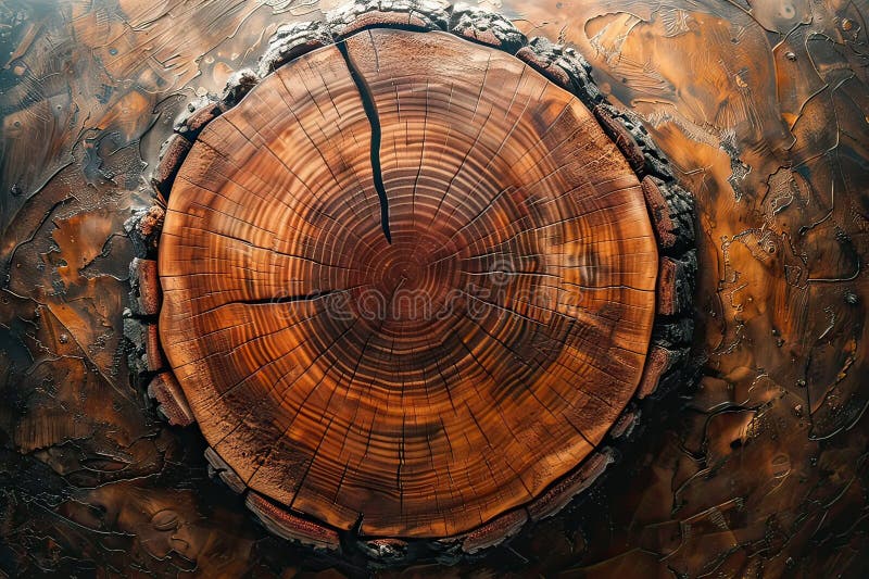 Rustic Wooden Texture with Annual Rings. Cross Section of a Tree Trunk ...