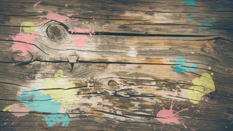 Rustic Wooden Texture with Pastel Paint Splatter, High Quality Image ...