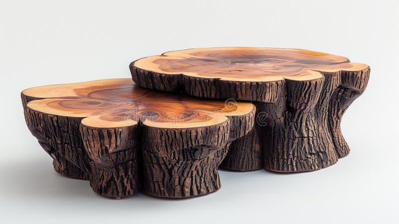 Rustic Wooden Tree Trunk Tabletop Display Stock Illustration ...