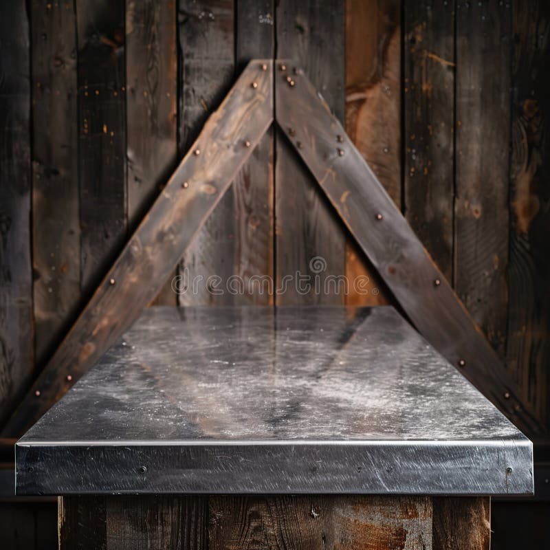 Rustic Wooden Triangle Frame with Metal Top Stock Illustration ...