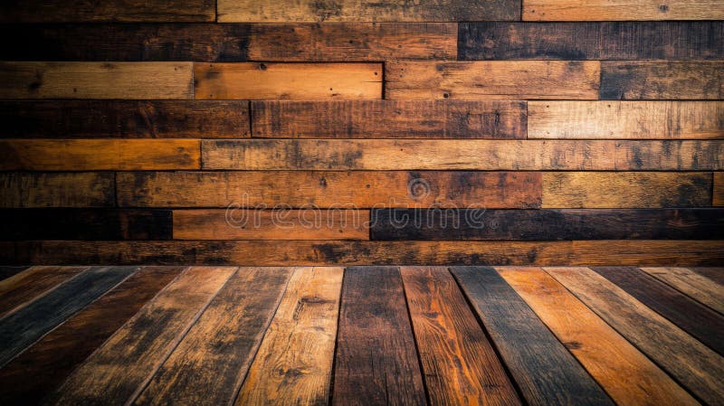 Rustic Wooden Wall and Floor Background Texture Stock Illustration ...