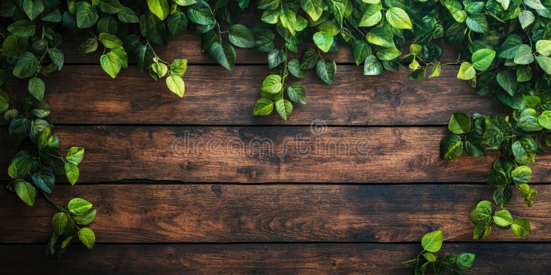 Rustic Wooden Wall with Lush Greenery Close-up for Nature-themed ...