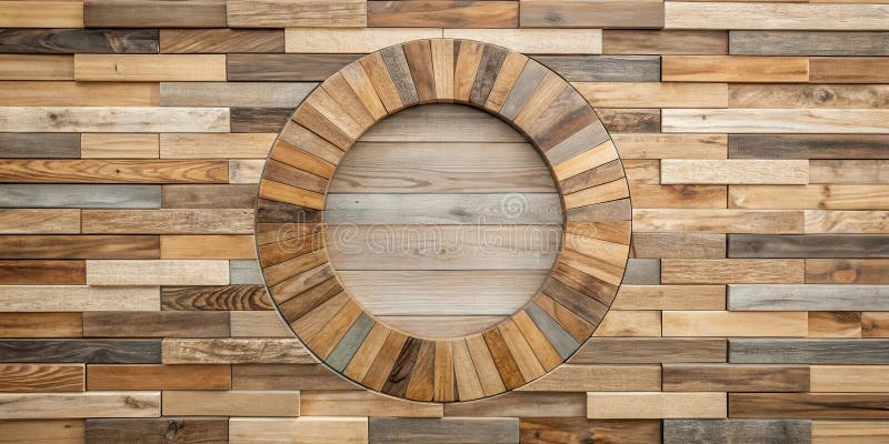 Rustic Wooden Wall Panel with Oval Frame Insert, Ideal for Interior ...