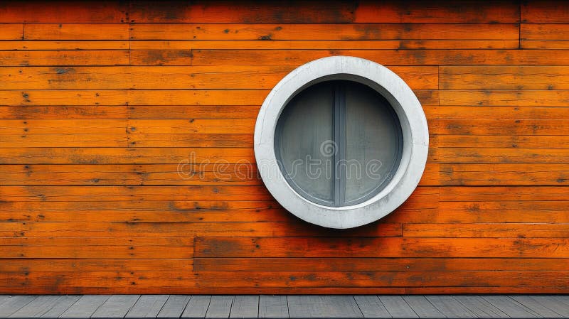 Rustic Wooden Wall with Round Window Generative AI Stock Illustration ...